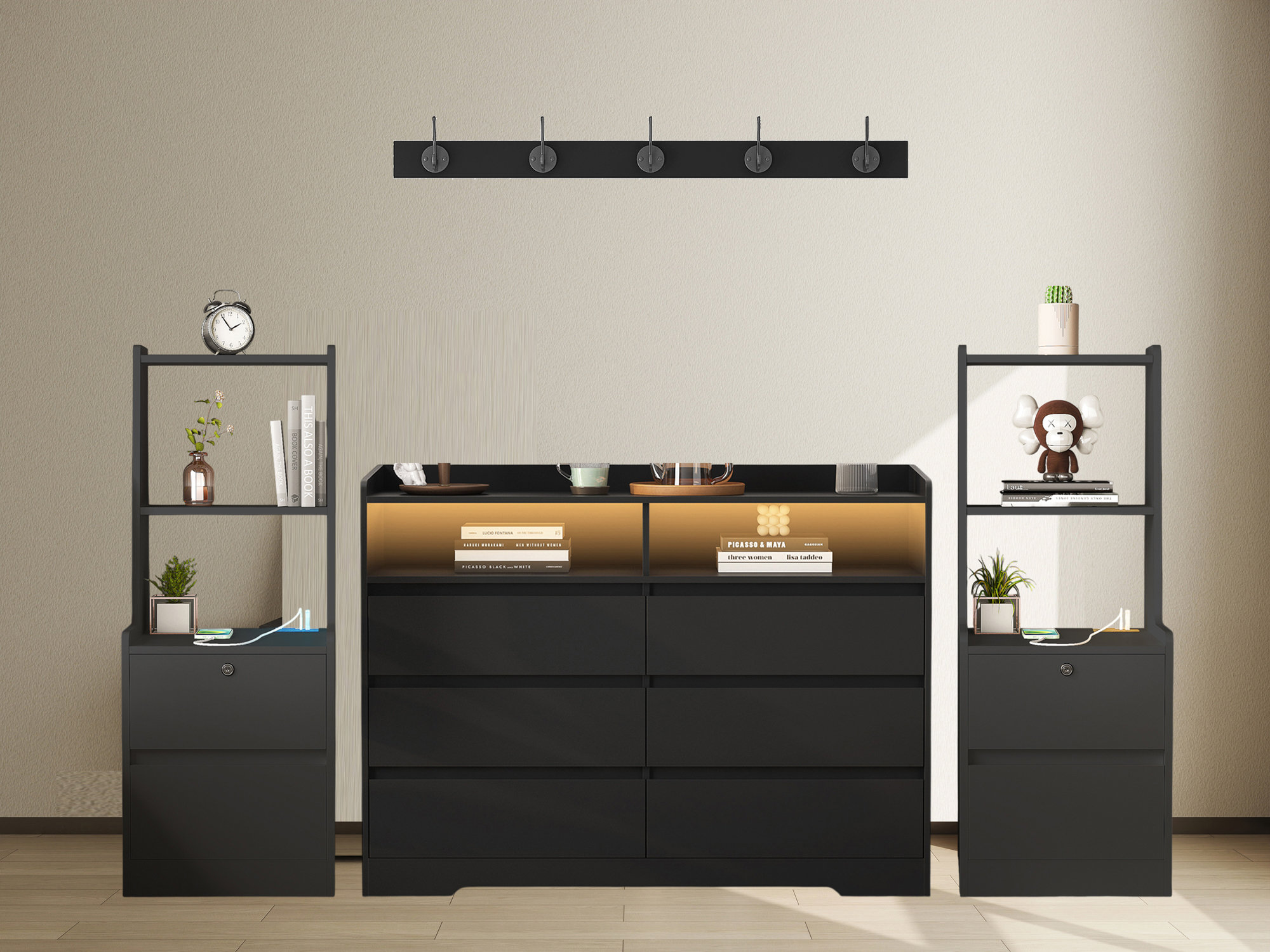 Wrought Studio™ 3 Piece Dresser And Nightstand Sets,Dresser Of Drawers ...