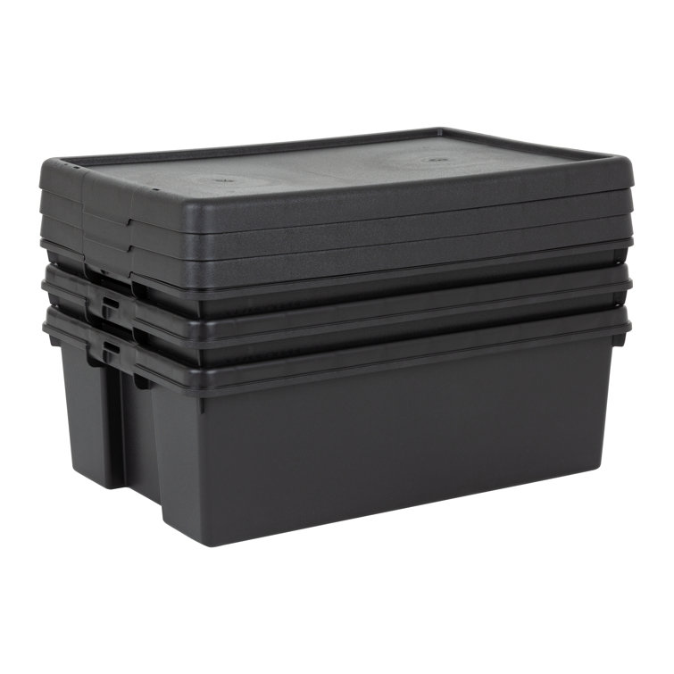 Wham Bam Heavy Duty Recycled 36L Plastic Storage Boxes Pack of 3 Black ...