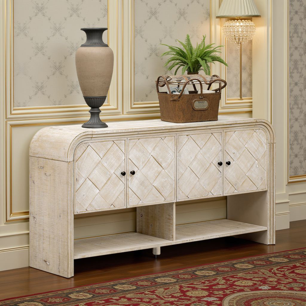 Gracie Oaks Elegant Woven Wood Console Table – Versatile Storage ...