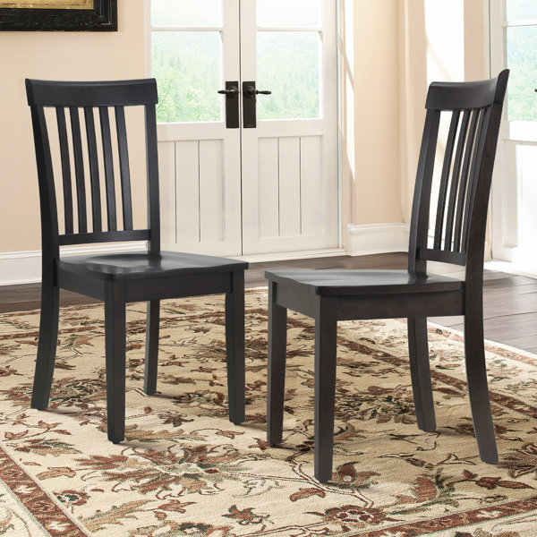 Red Barrel Studio® Tanvier Slatted Back Dining Chair Solid Wood Side ...