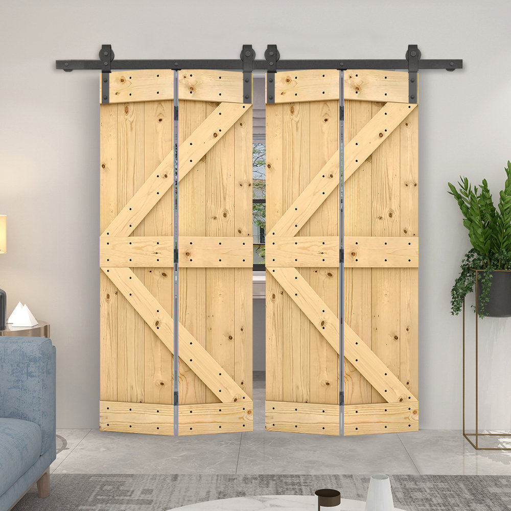 Calhome 84'' Solid Wood Barn Doors Barn Door | Wayfair