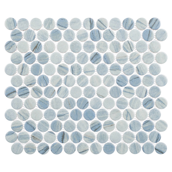 Andova Estavo Grey 3/4-in. Penny Round Stone Inspired Matte Porcelain ...
