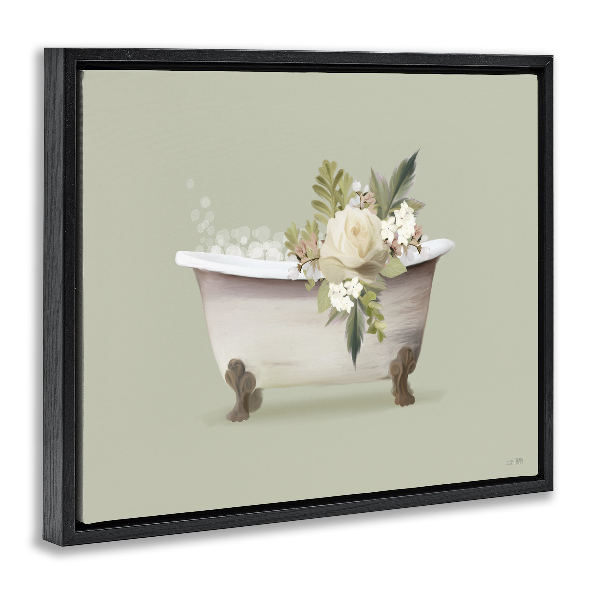 Red Barrel Studio® Floral Rose Tub Framed Floater Canvas Wall Art by ...
