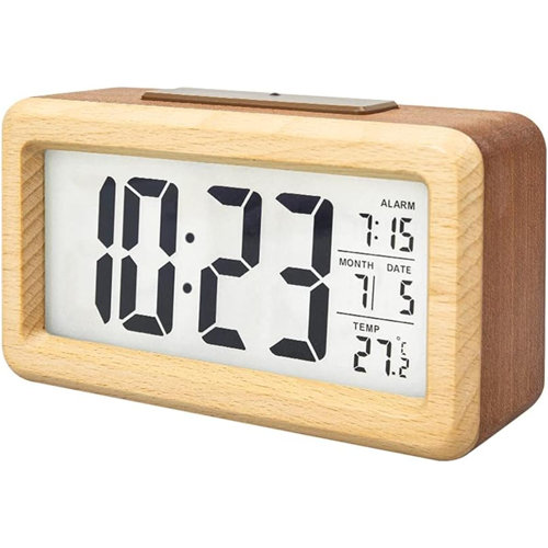 Latitude Run® Digital Solid Wood Electric Tabletop Clock in Classic ...