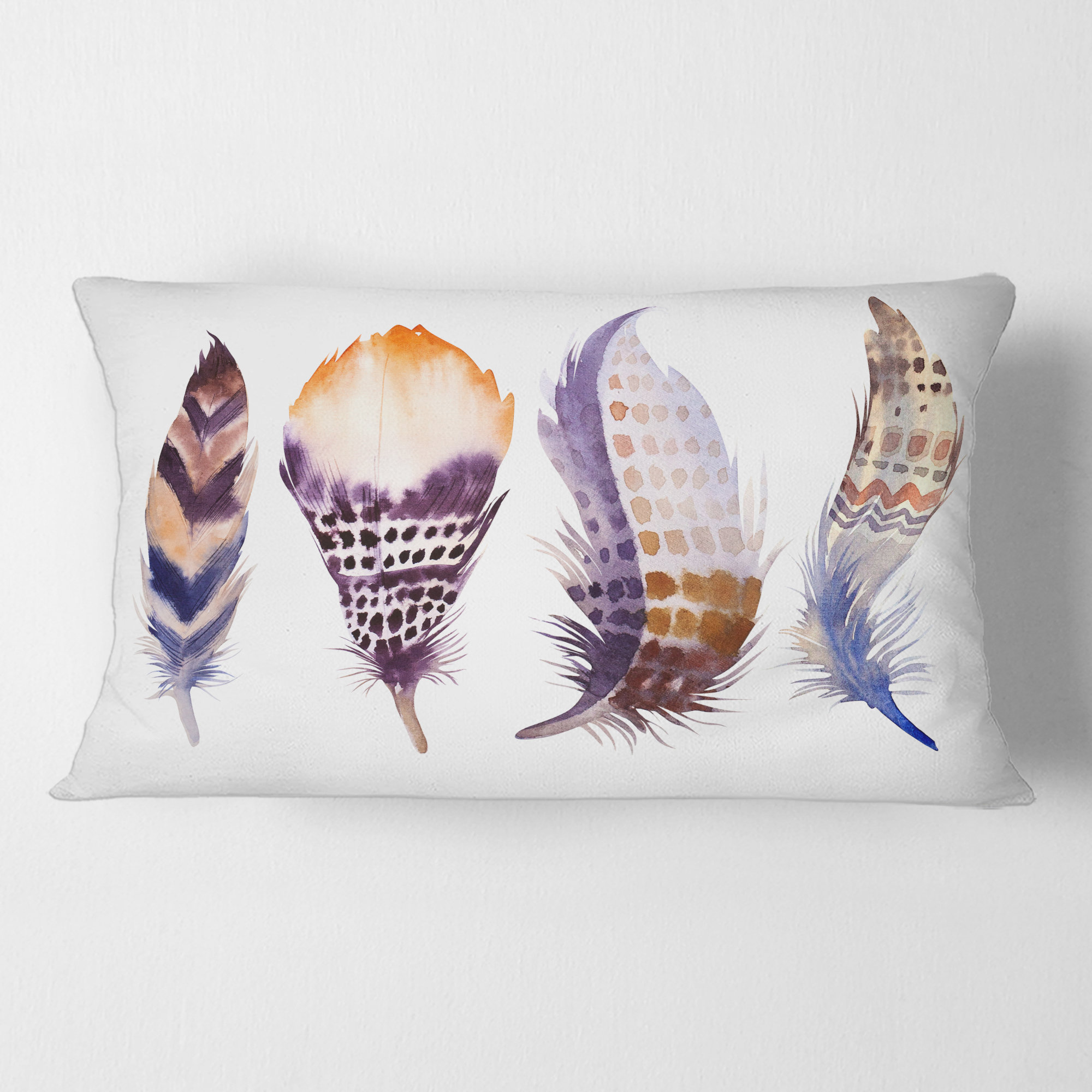 Design Art Purple Boho Feathers - Bohemian & Eclectic Printed Throw ...
