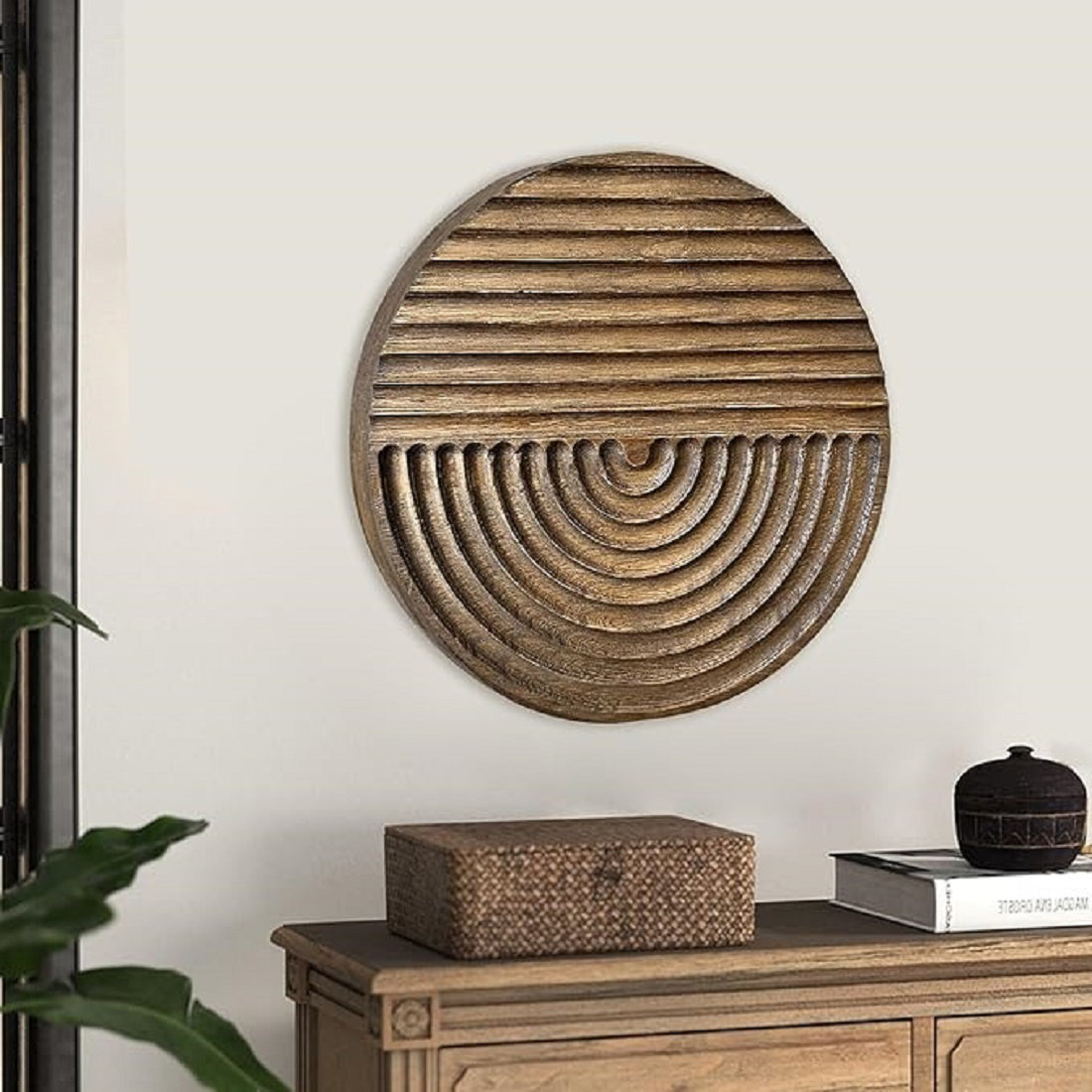 Millwood Pines Hand-Carved Wood Wall Decor Featuring Artistic Round ...