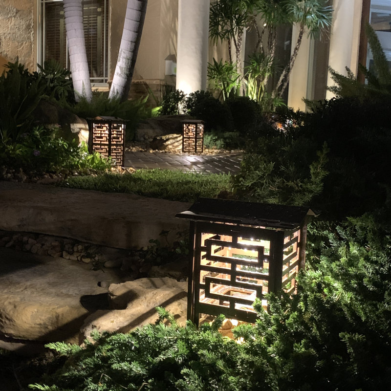 TedStuff 13.75" Tall Polynesian Style Low Voltage LED Metal Pathway ...