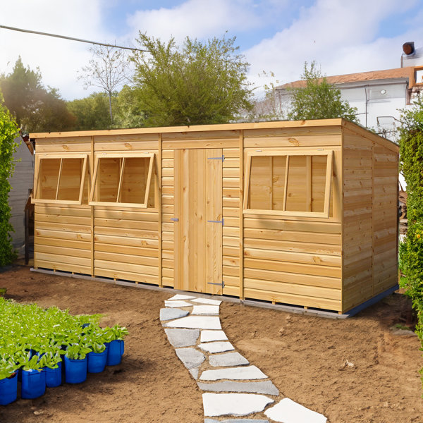 Shire GB 16 ft. W x 6 ft. D Wood Shiplap Pent Storage Shed | Wayfair.co.uk