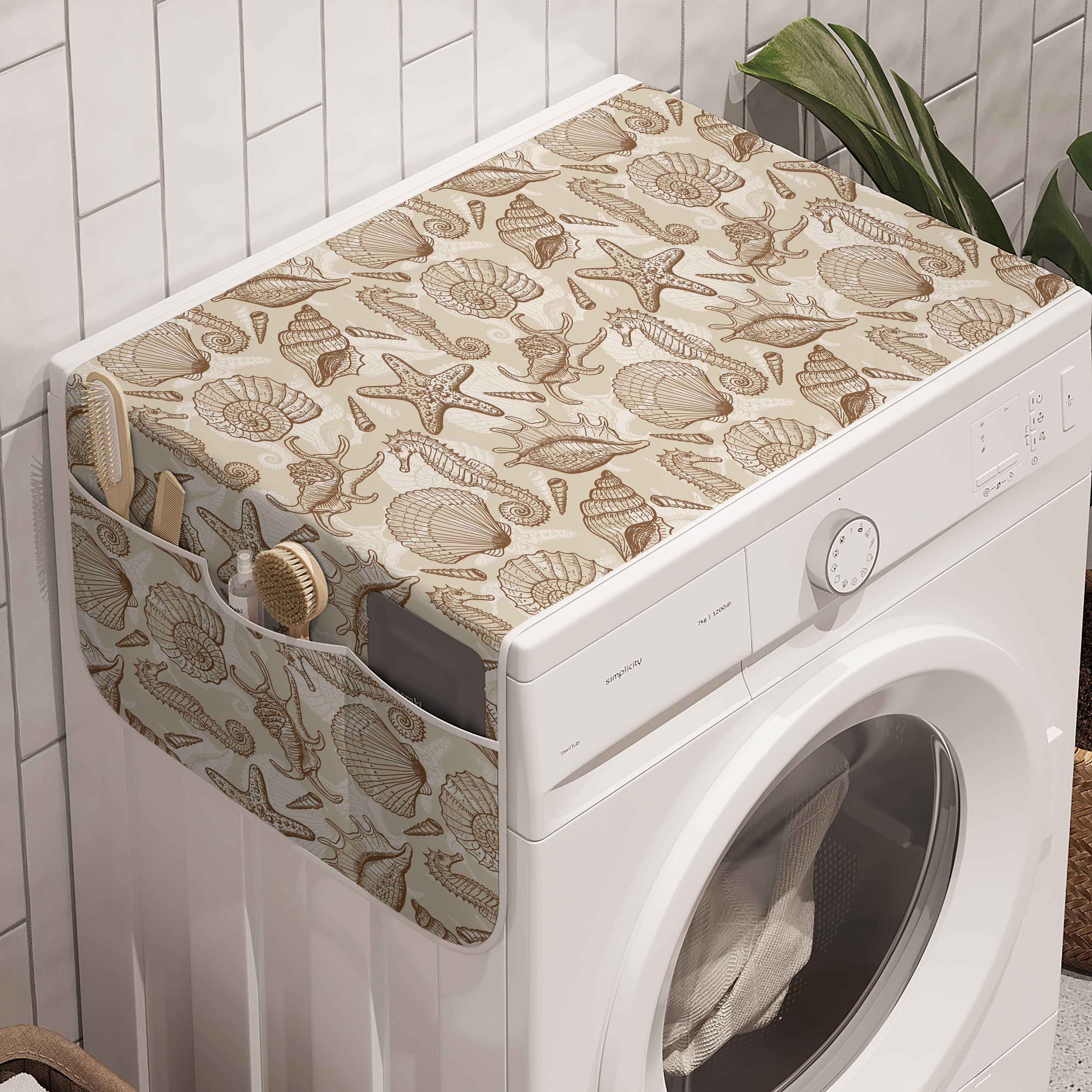 East Urban Home Sea Shells Washing Machine Organizer Pack Of 2 47" X 18 ...