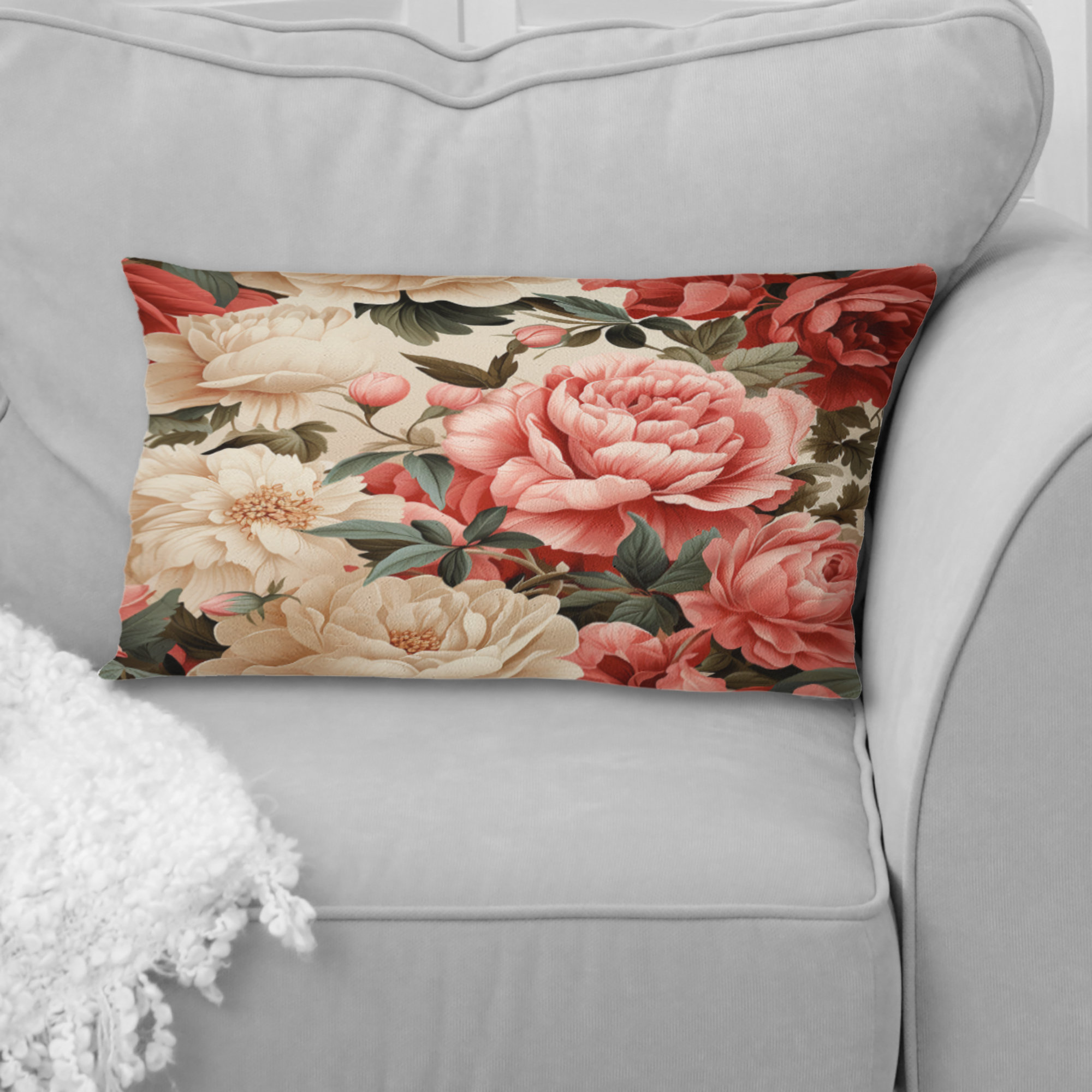 Design Art Vintage Rose Floral Pattern II - Floral Printed Pillow | Wayfair