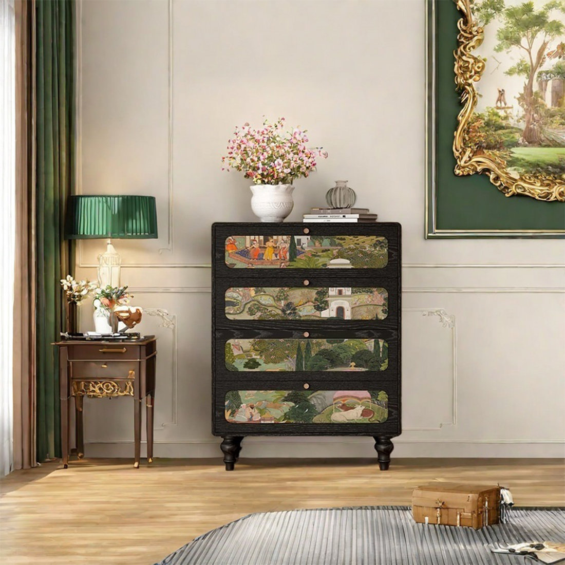 Liu's ink furniture Solid Ash Wood Storage Cabinet with Large Drawers ...