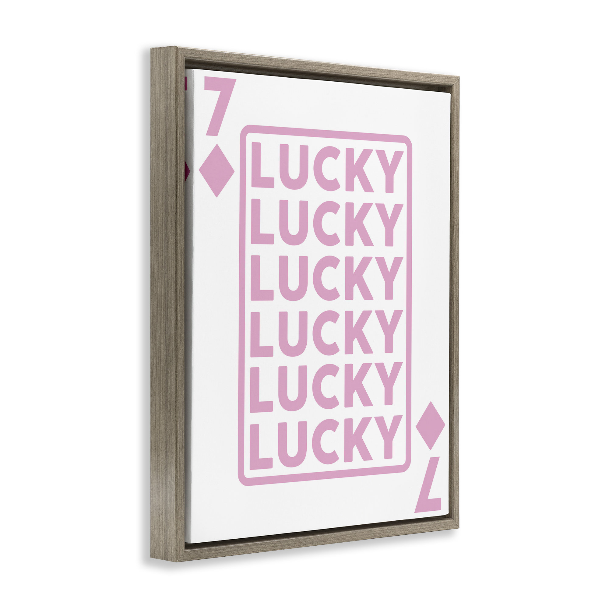 Winston Porter Lucky Seven Of Diamonds Framed Floater Canvas Wall Art ...