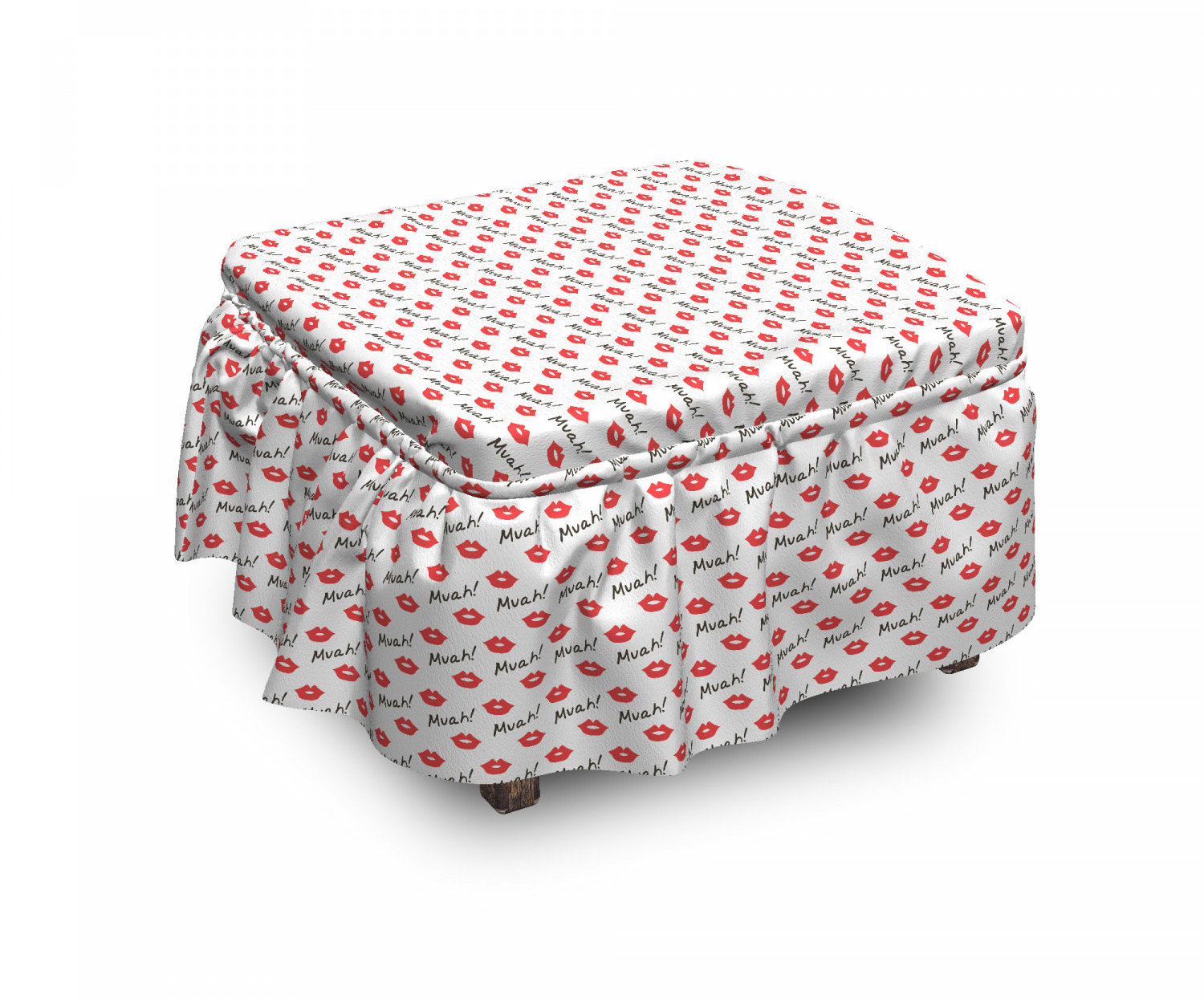 East Urban Home Kiss Woman Lips Romance 2 Piece Box Cushion Ottoman ...