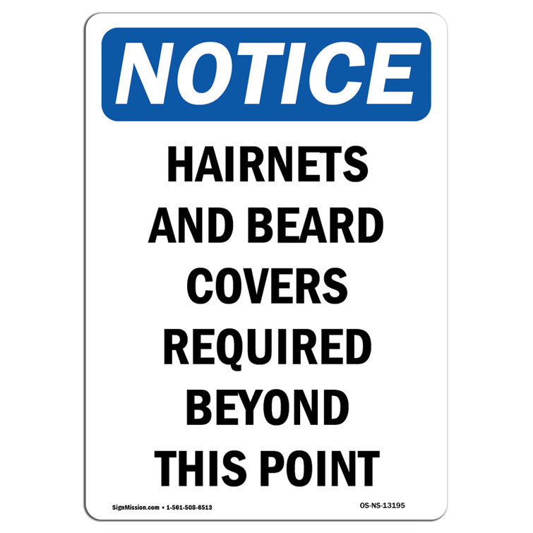 SignMission Hairnets and Beard Covers Required Sign | Wayfair