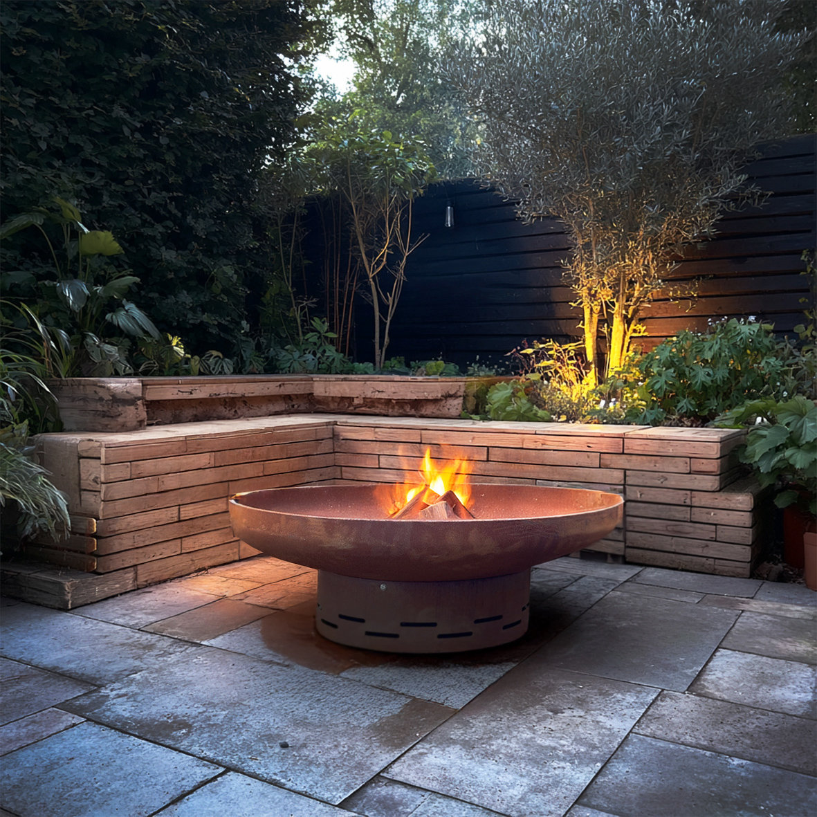 Borough Wharf Heavy-duty Pre-rusted Metal Corten Steel Round Firepit ...