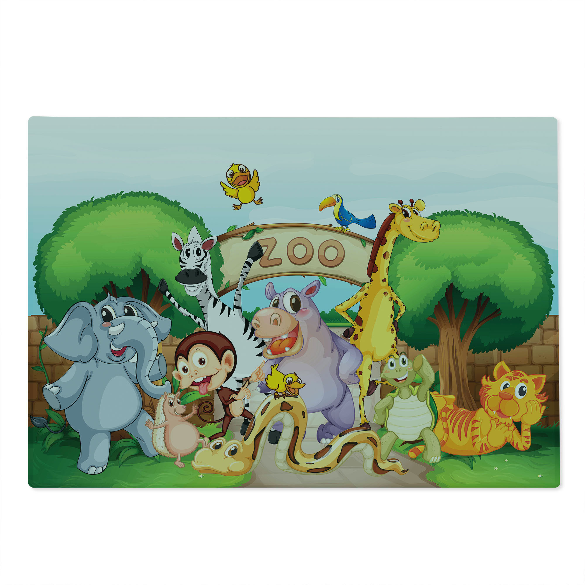 Ambesonne Zoo Cutting Board Large Size Playful Outdoors Animals ...