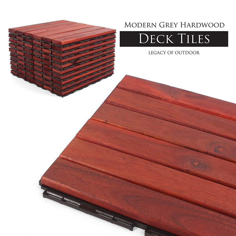 3rd Street Inn 12" x 12" Wood Interlocking Deck Tile | Wayfair