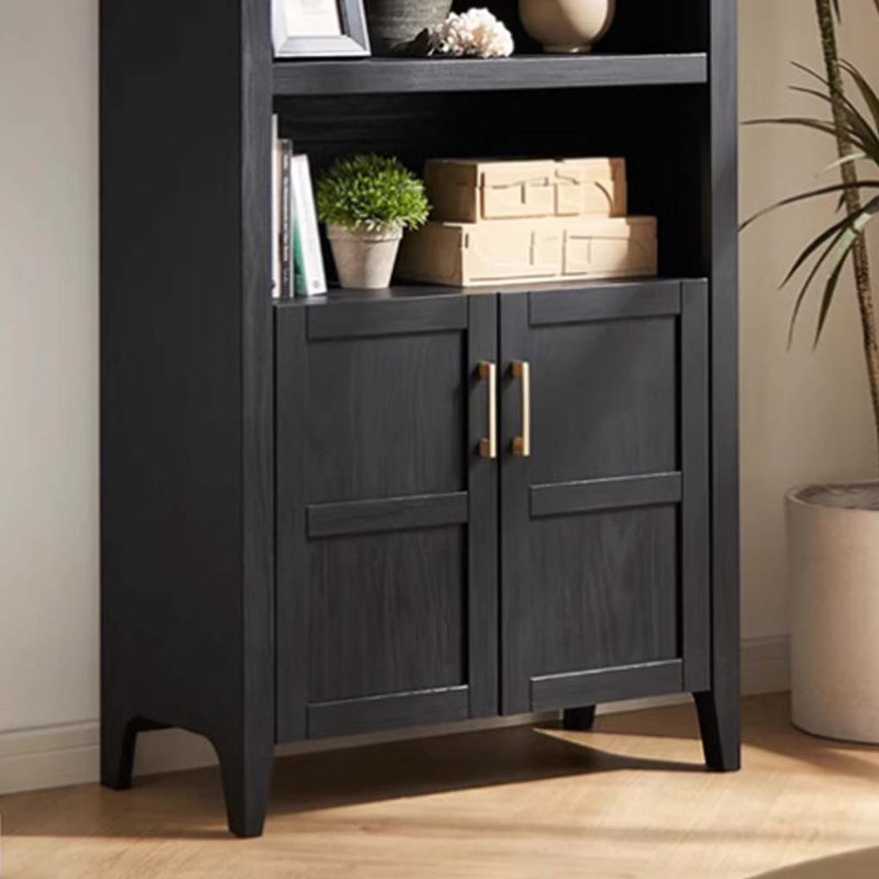 Joy Reading Simple Black Solid Wood Bookcase Storage Cabinet | Wayfair
