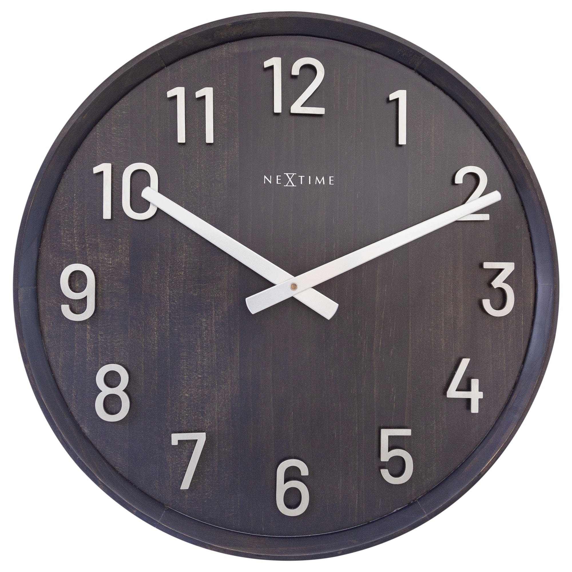 NeXtime Precious 20-Inch Wooden Wall Clock With Raised Metal Numbers ...