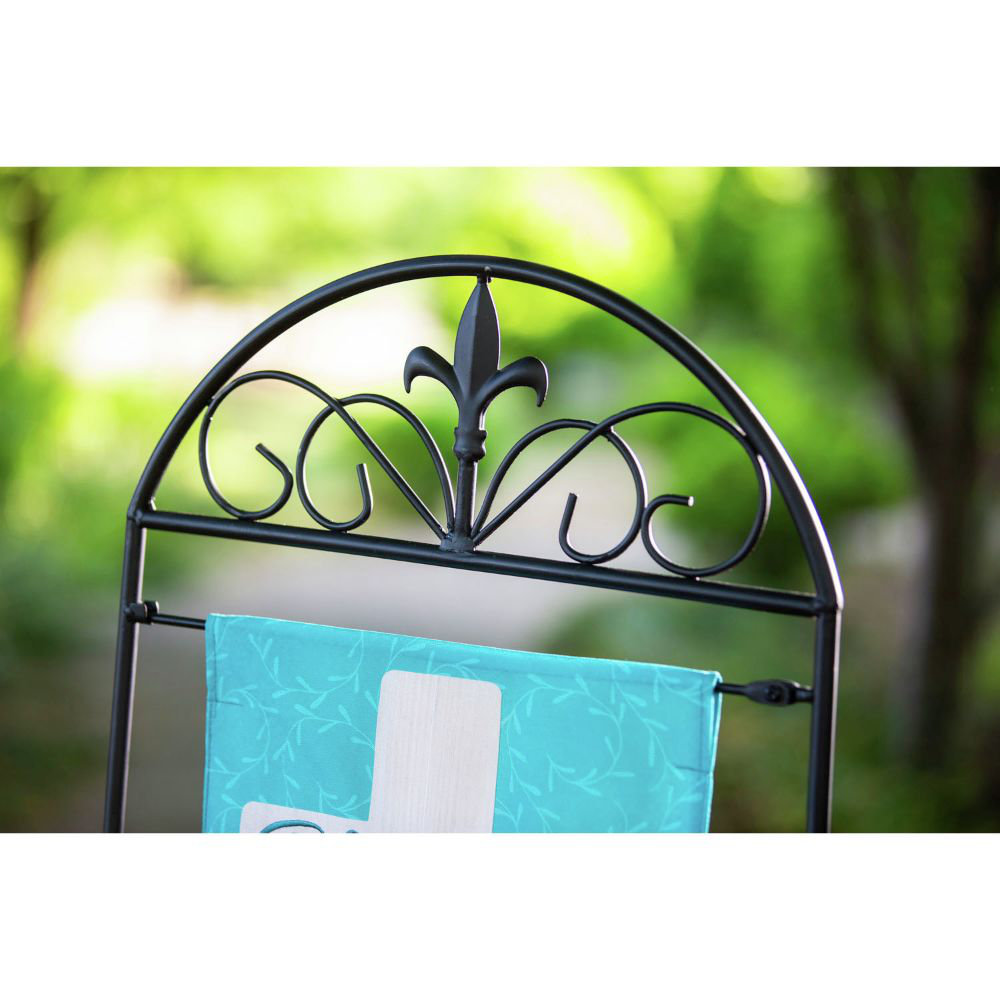 Wade Logan® Bloomburg 44" Fleur de Lis Metal Garden Flag Arbor Stand ...