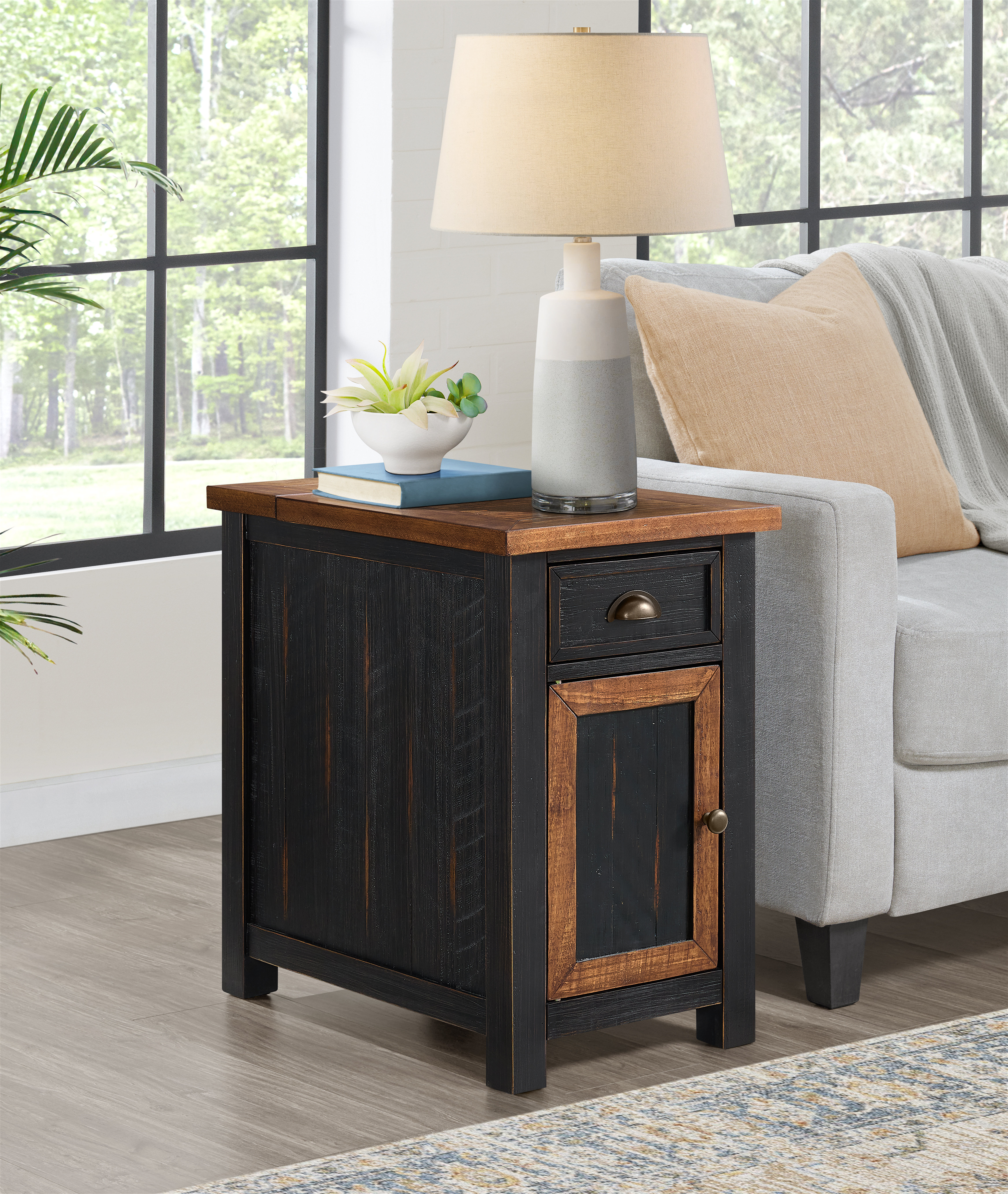 black solid wood side table