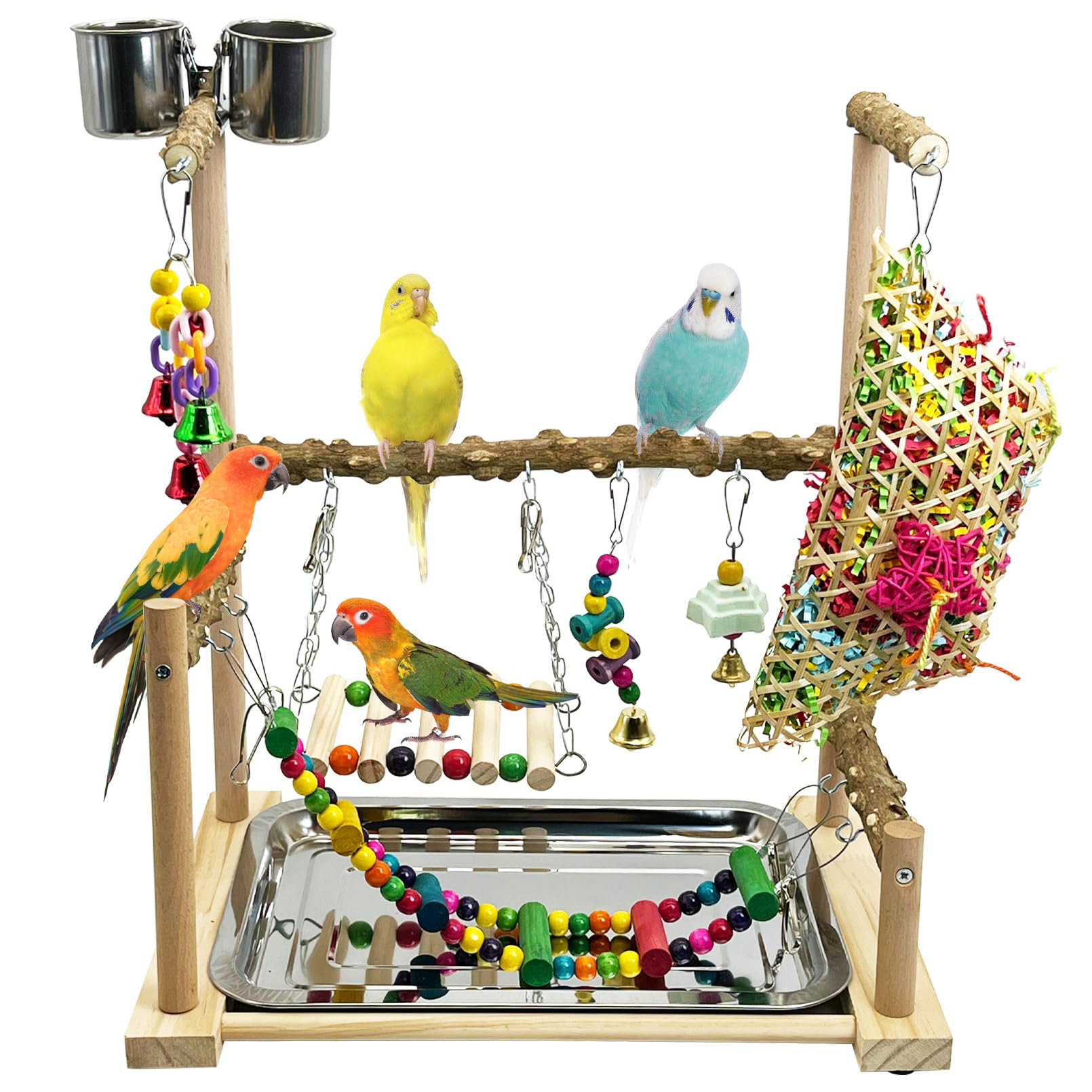 VIKICHER Parrot Play Stand Parakeet Playground Bird Jungle Gym Wood ...