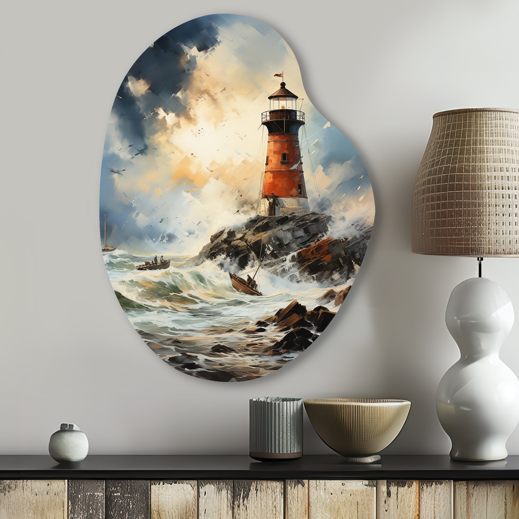 Design Art Vintage Lighthouses Guiding Light I - Lighthouses Pear Shape ...