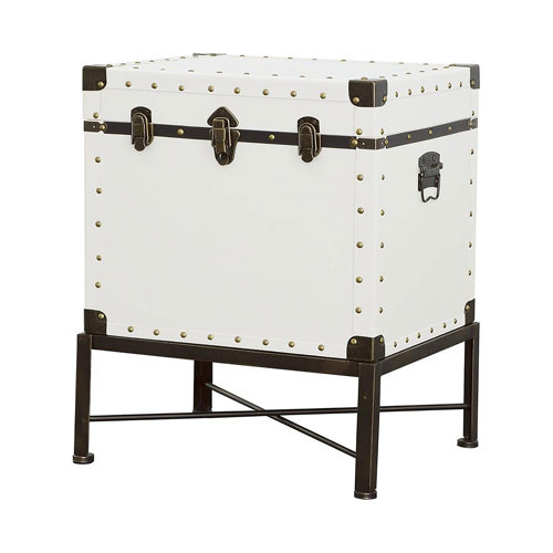 17 Stories Klowi Accent Trunk with Nailhead Trim in White | Wayfair