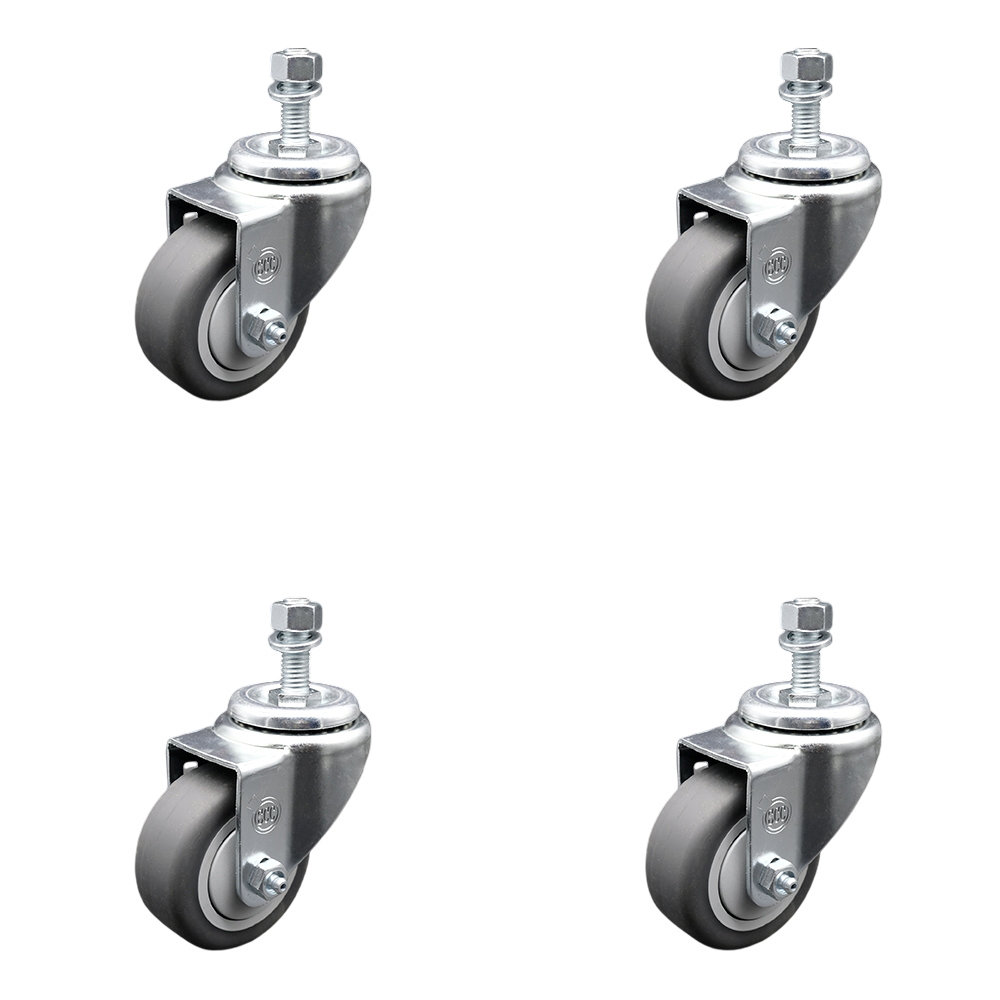 Service Caster 3 Inch_Thermoplastic Rubber Wheel Swivel ½ Inch Threaded ...