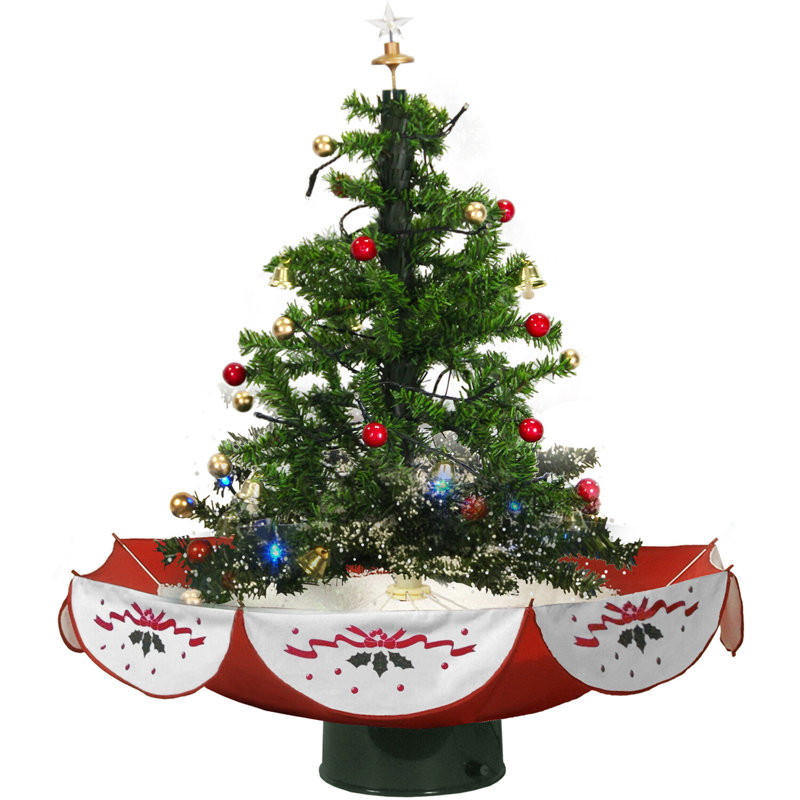 Fraser Hill Farm 29-inch Musical Prelit Snowing Christmas Tree with Red ...