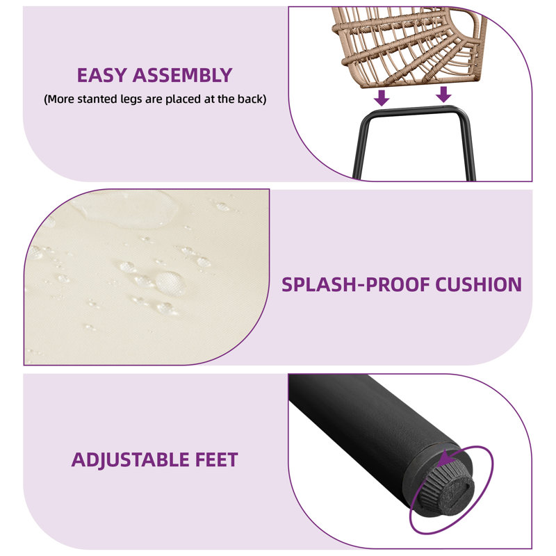 Bayou Breeze 3 Pieces Outdoor Wicker Patio Conversation Set | Wayfair