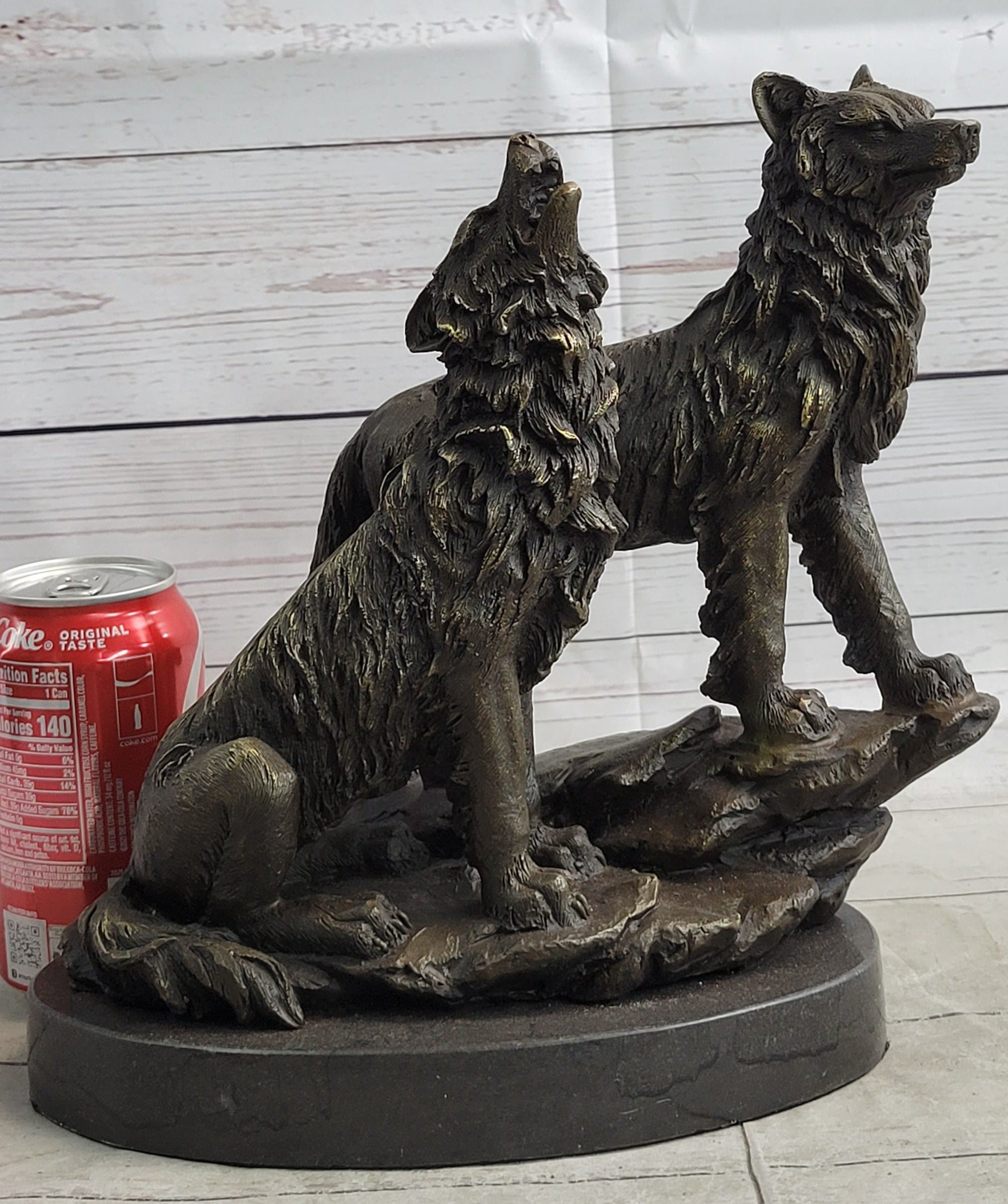 Loon Peak® Wolf Pack 2 Wolves Howling Bronze Statue Sculpture Wildlife ...