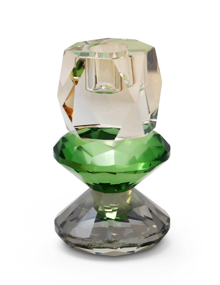 Mercer41 Tricolored Crystal Candlestick - Amber/Green/Pink | Wayfair