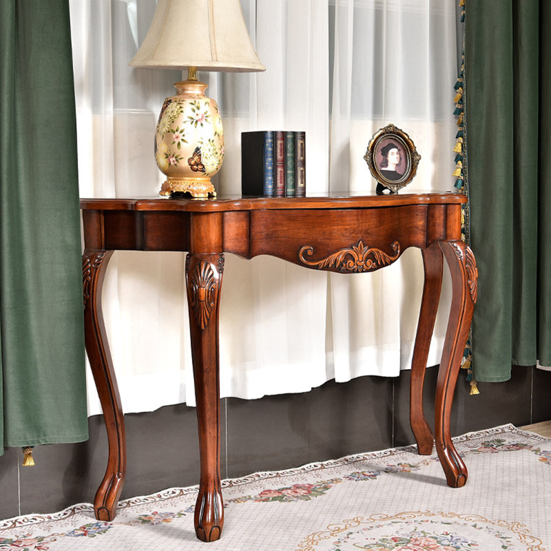Rite Treasure 45.08" Half Moon Rectangular Solid Wood Console Table ...