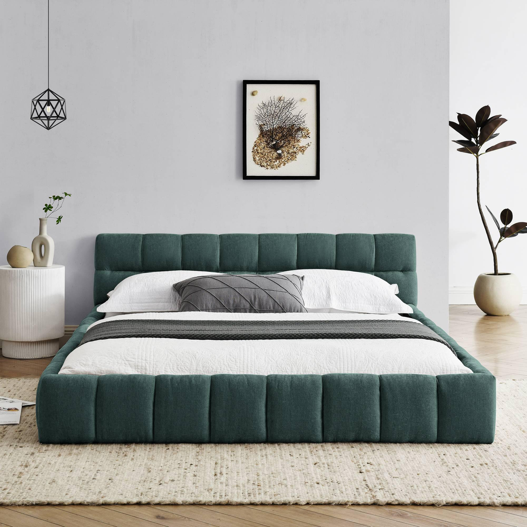 Latitude Run® Upholstered Grounded Platform Bed with Headboard and ...