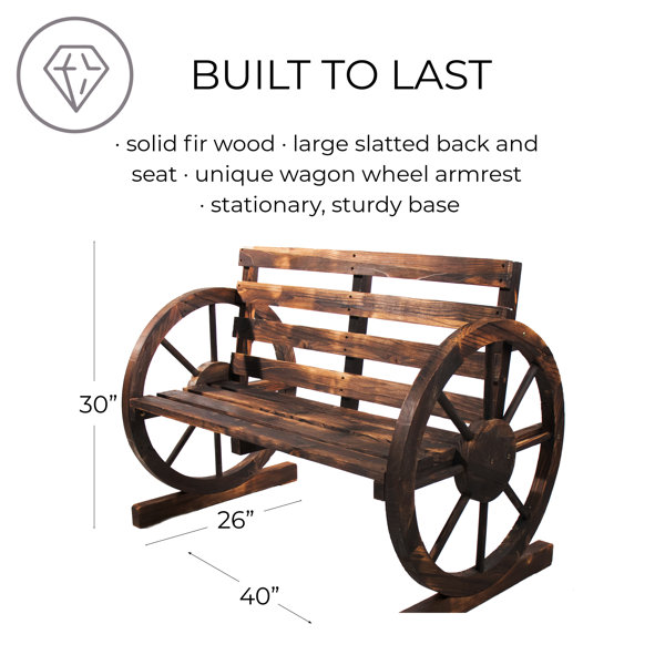 Millwood Pines Avanley Outdoor Wooden Wagon Wheel Bench & Reviews | Wayfair