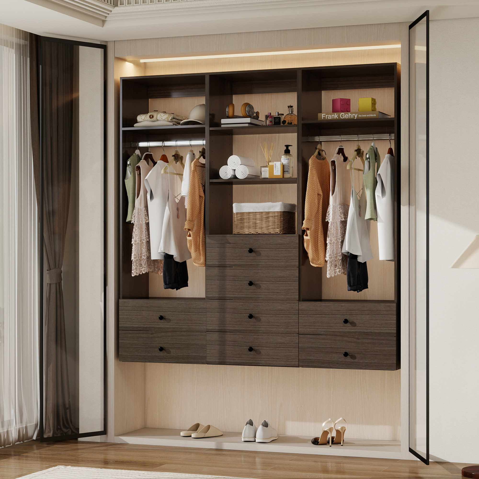 Latitude Run® Closet System With Drawers and Shelves – Built in Closet ...