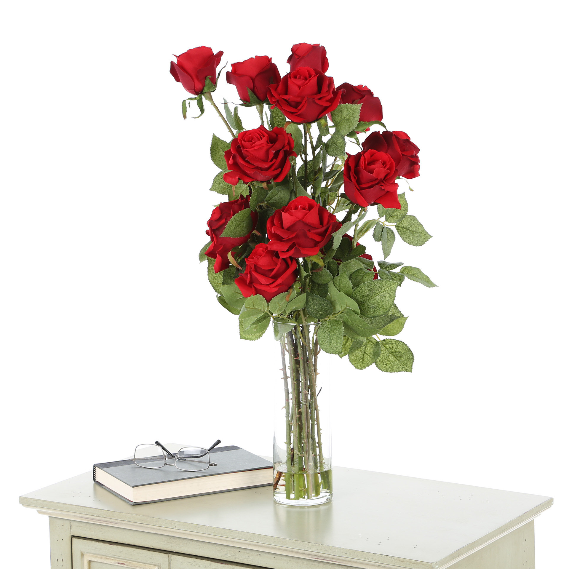 Primrue Roses Flower Arrangement with Vase | Wayfair