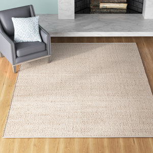 Helton Jute Area Rug for Dining Room Living Room Kitchen, Natural/Ivory