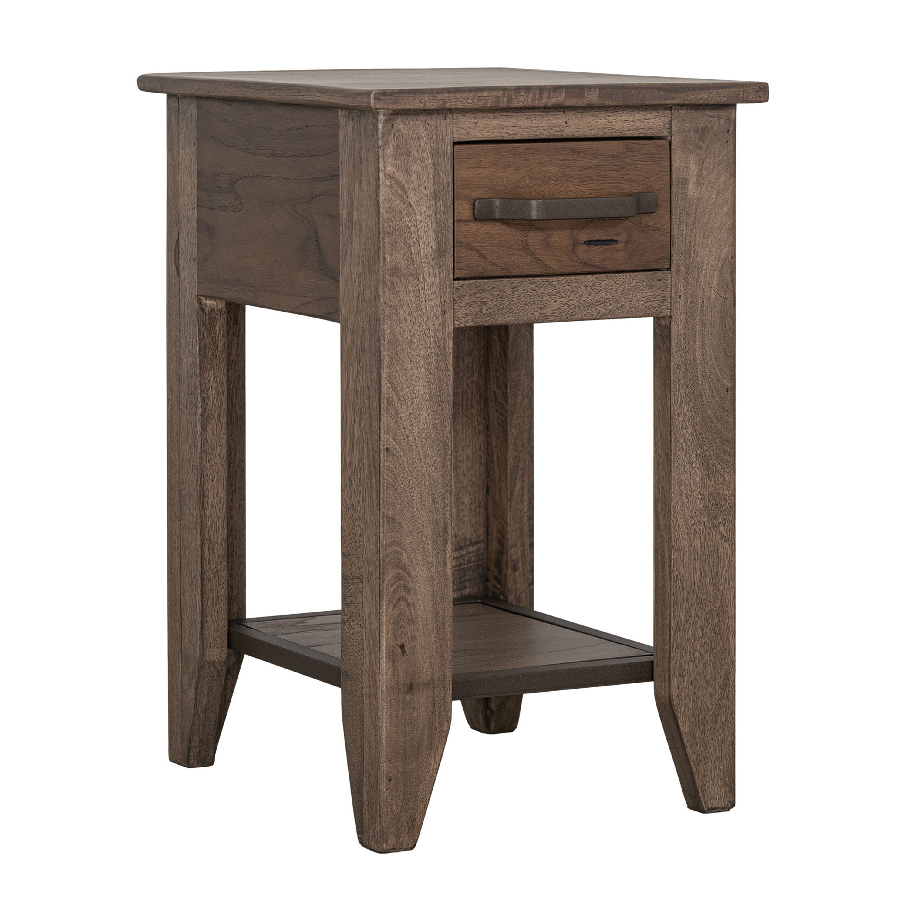 Benjara Tacey Chairside Table, 1 Drawer, 1 Shelf, Peanut Brown Wood, 18 ...