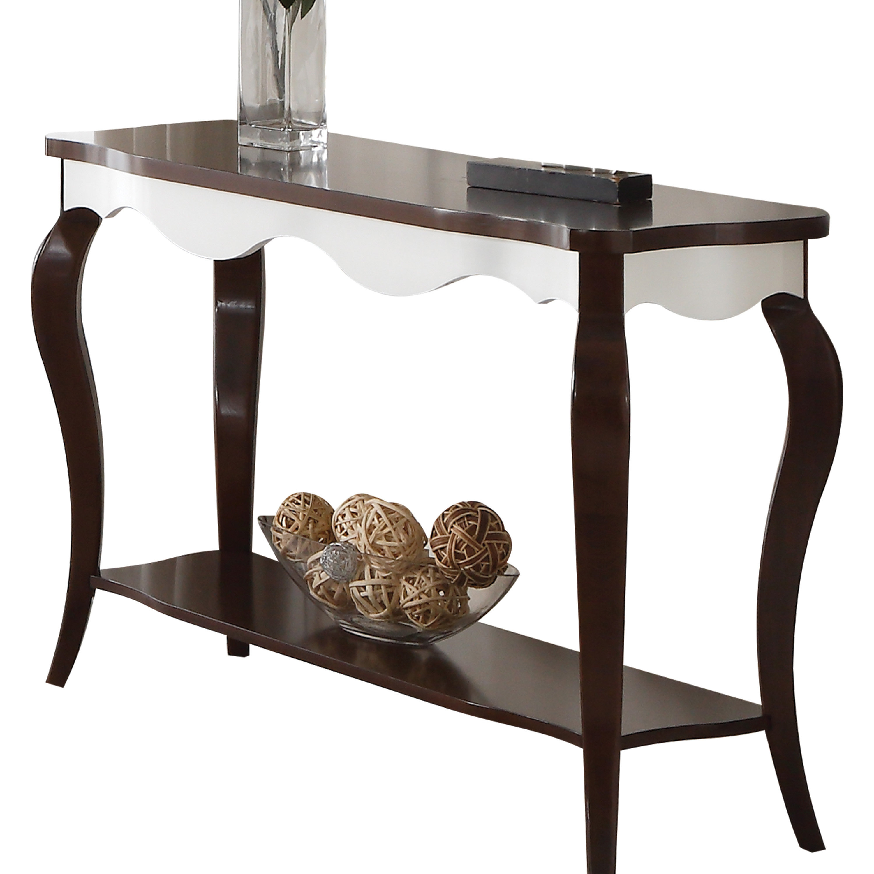 Red Barrel Studio® Braeden Walnut And White Sofa Table With Cabriole ...