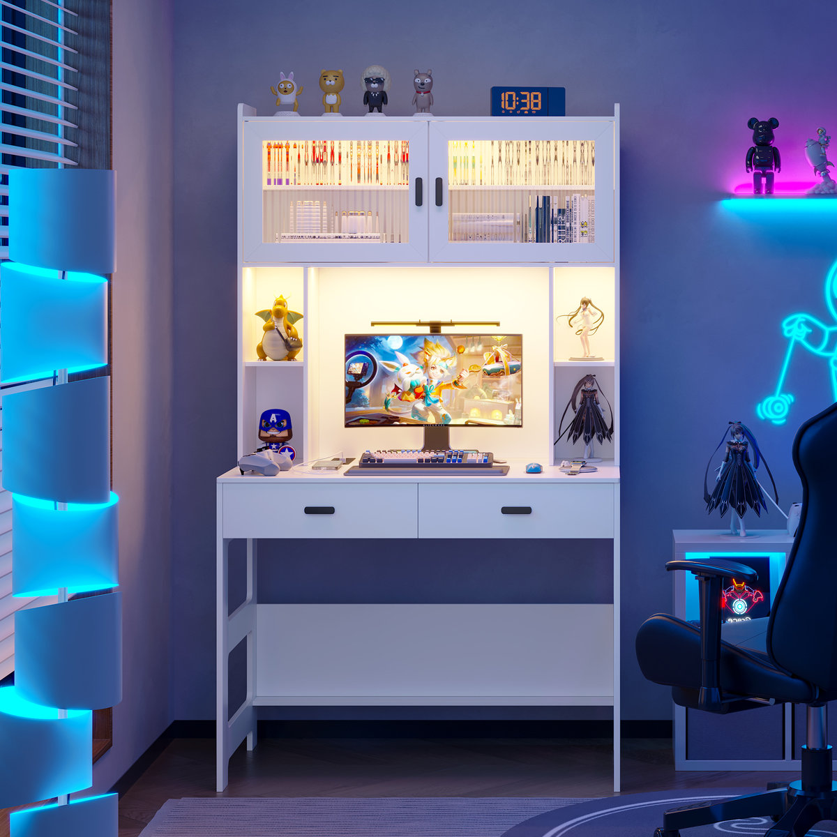 Wrought Studio™ Berwaldt 40" W Rectangle Computer Desk with Hutch and ...