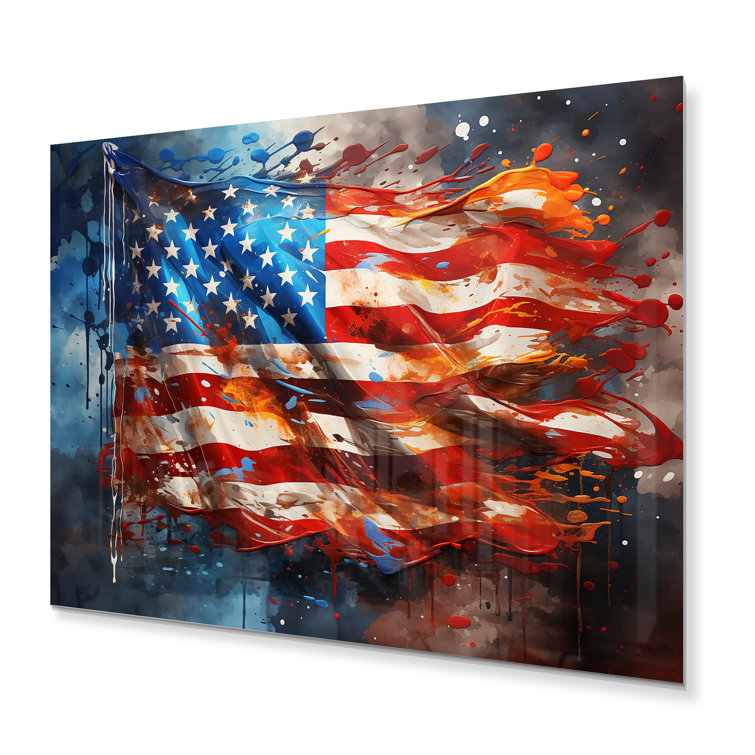 Latitude Run® Modern USA Flag I - Unframed Print on Metal | Wayfair