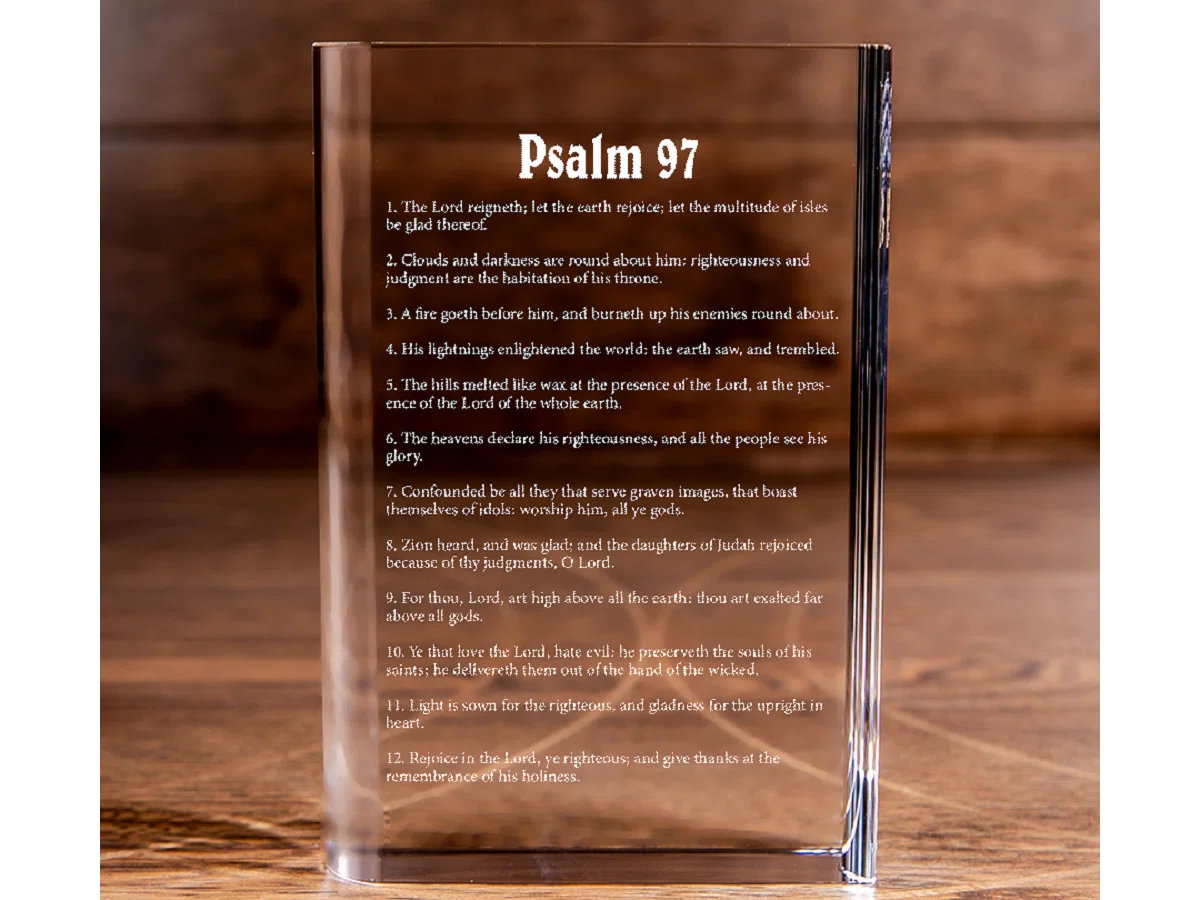 Trinx Jessye Psalm 97 Laser Engraved Crystal Book - Elegant Religious ...