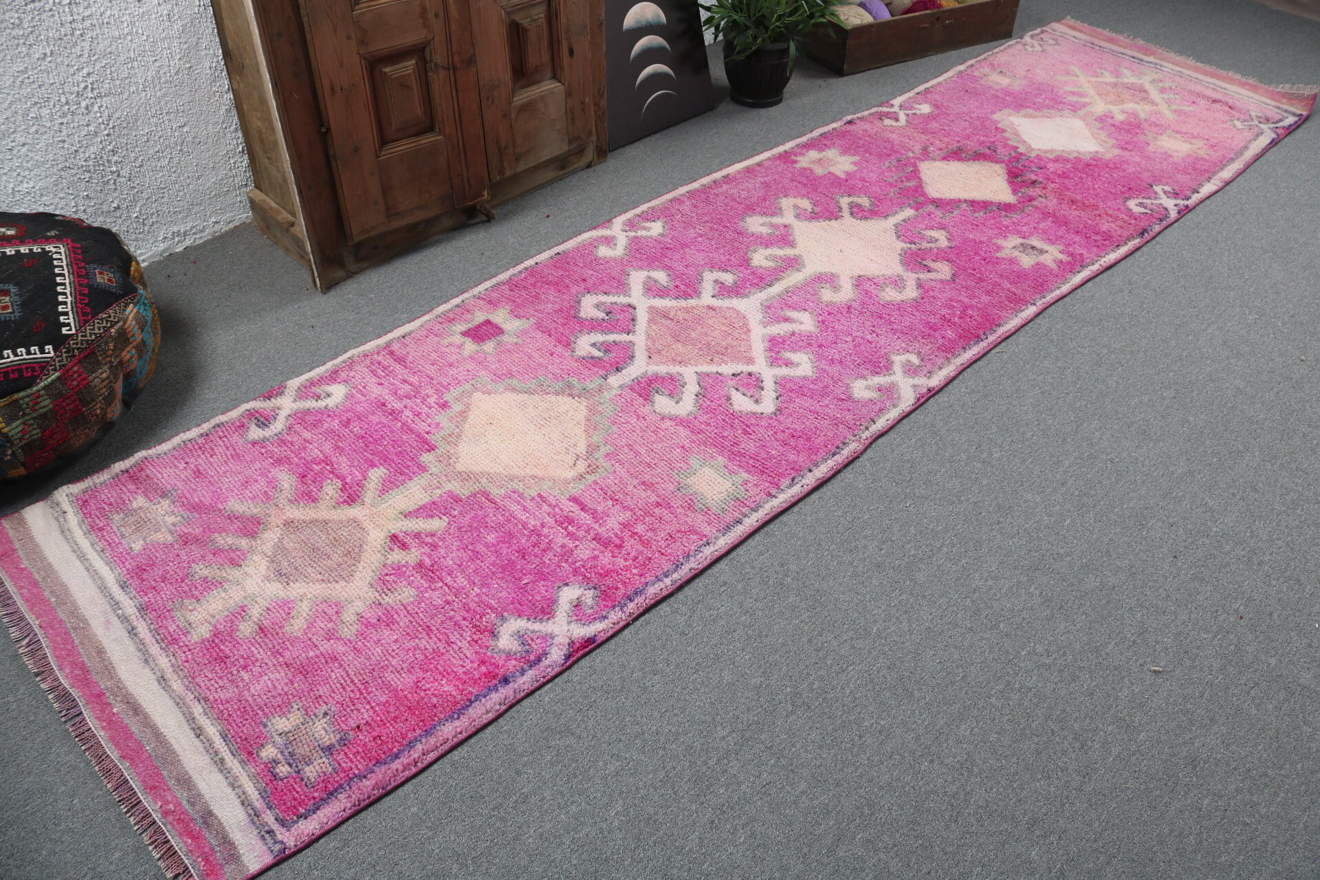 Union Rustic Stunning Vintage Pink Turkish Runner in Geometric Design ...