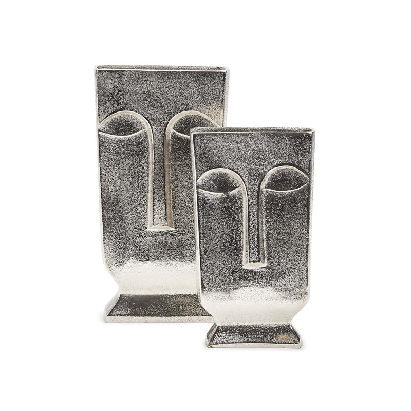 Red Barrel Studio® Set Of 2 Silver Face Vase | Birch Lane