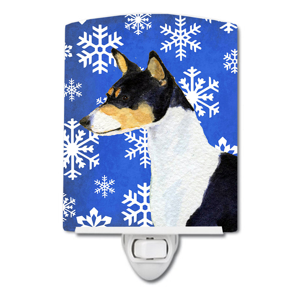 Caroline's Treasures Basenji Winter Snowflakes Holiday Ceramic Night ...