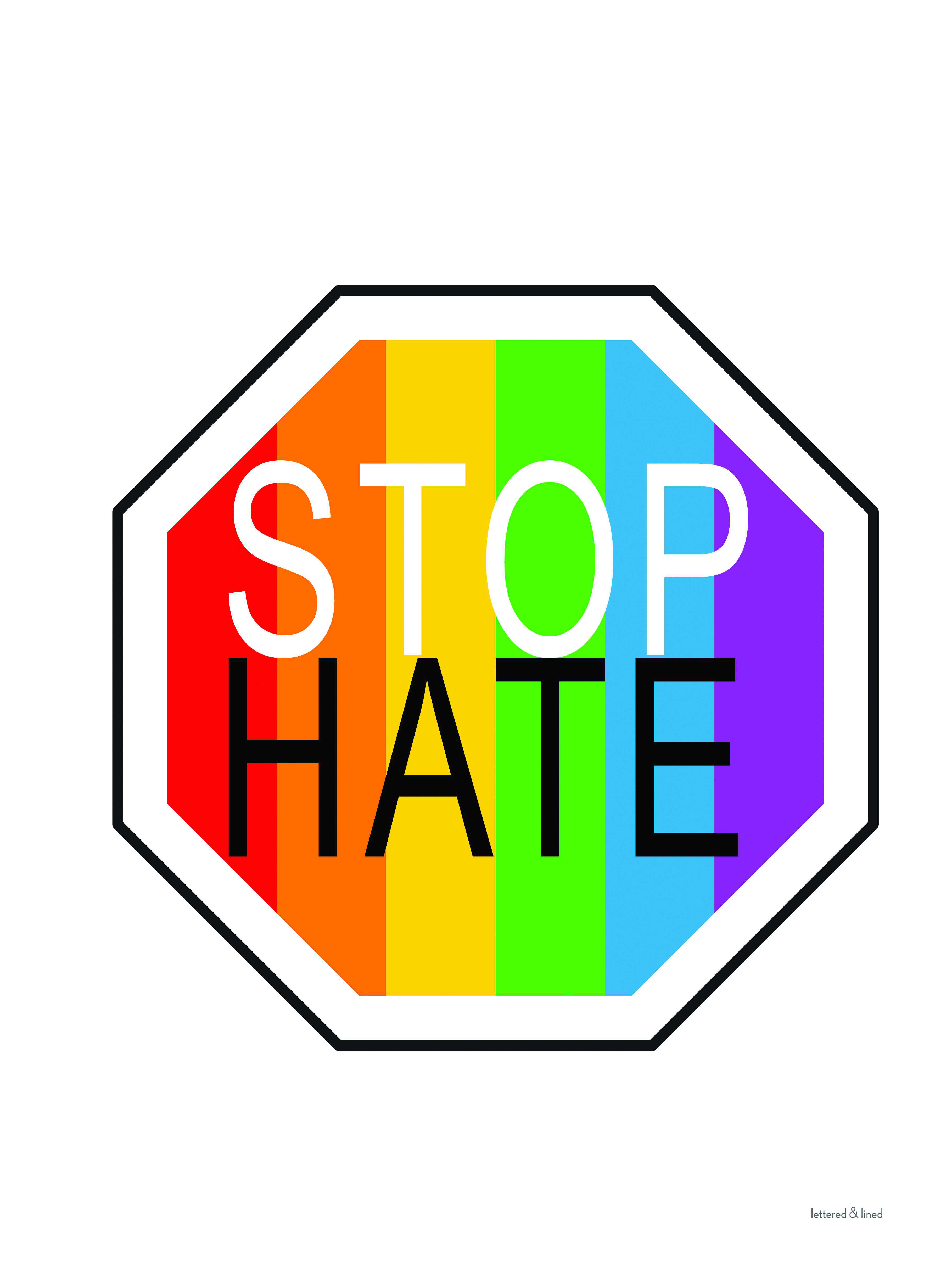 Hokku Designs Rainbow Stop Hate by Lettered & Lined - Print - Wayfair ...
