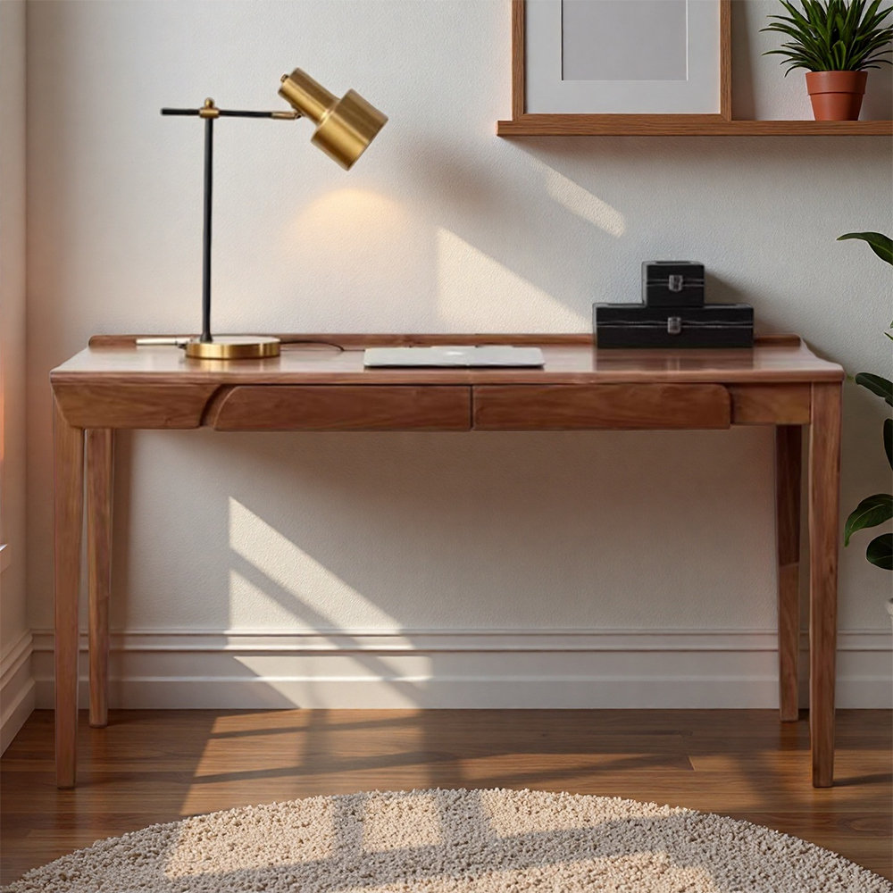 Hokku Designs Modern Nut-brown Rectangle Solid Wood Writing Desk ...