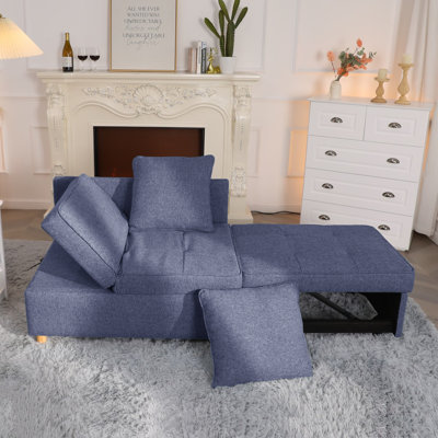 Ebern Designs Adda 71" Upholstered Convertible Sleeper Sofa Linen ...